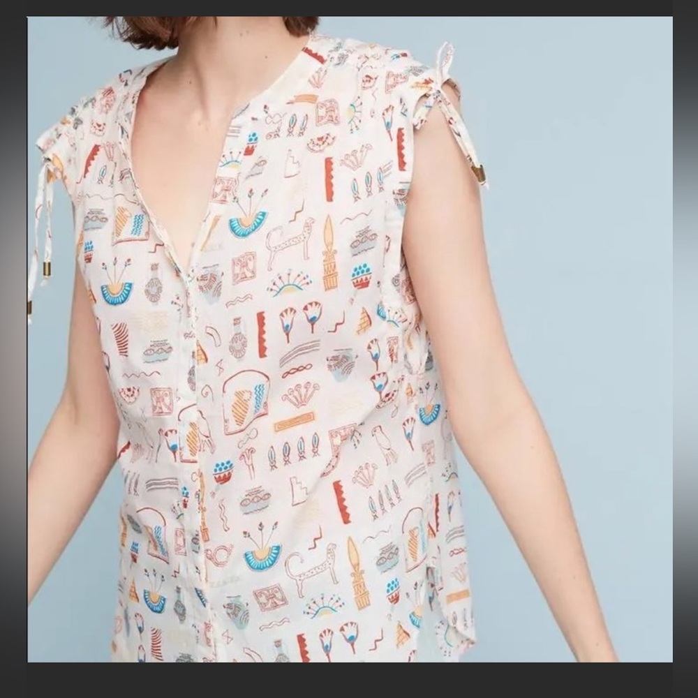Danielle Kroll Egyptian Hieroglyphics Print Blouse - Gem